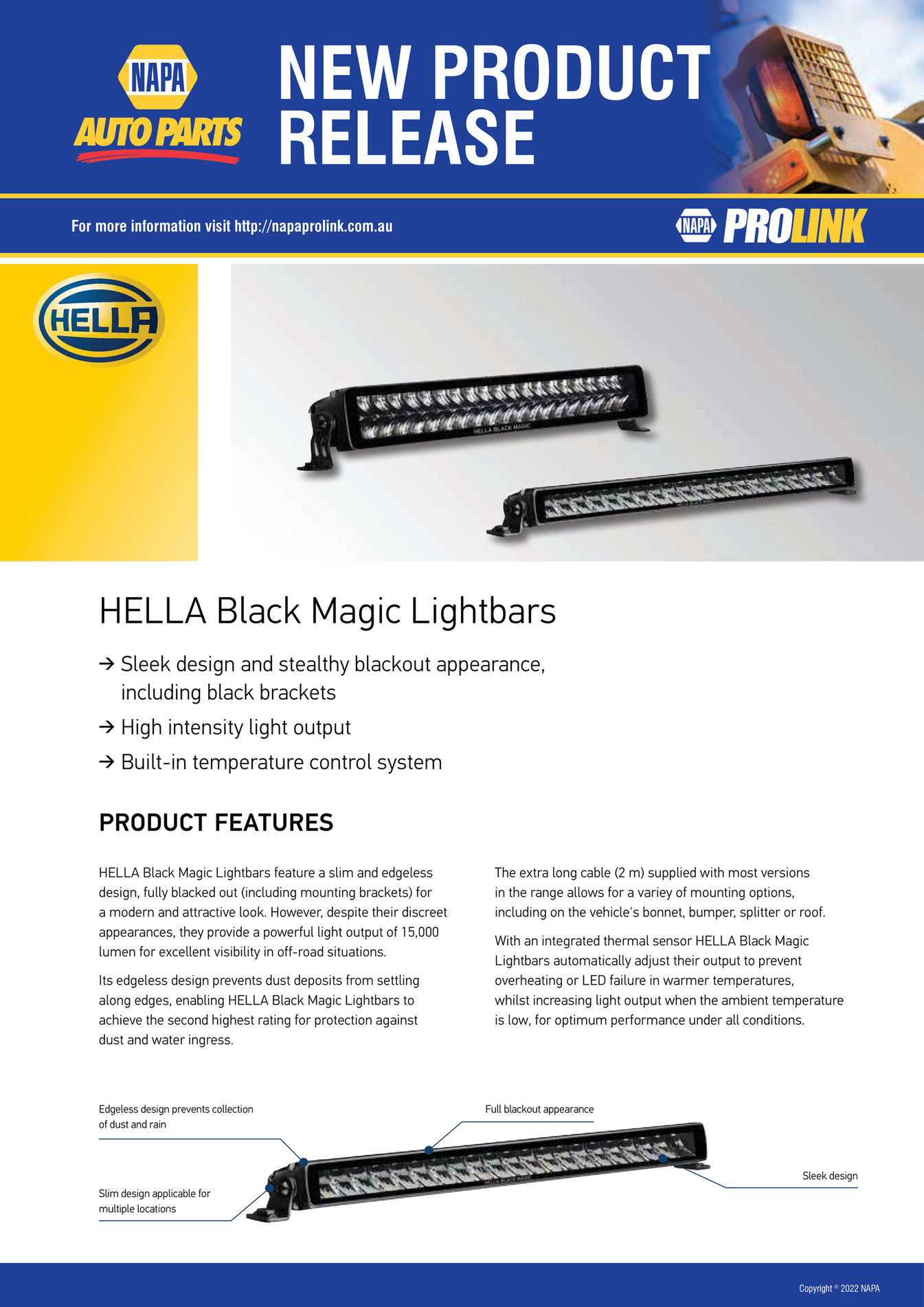 NAPA Auto Parts - NP (A) 22-0002 Black Magic Lightbars - Hella - LR - Page 1