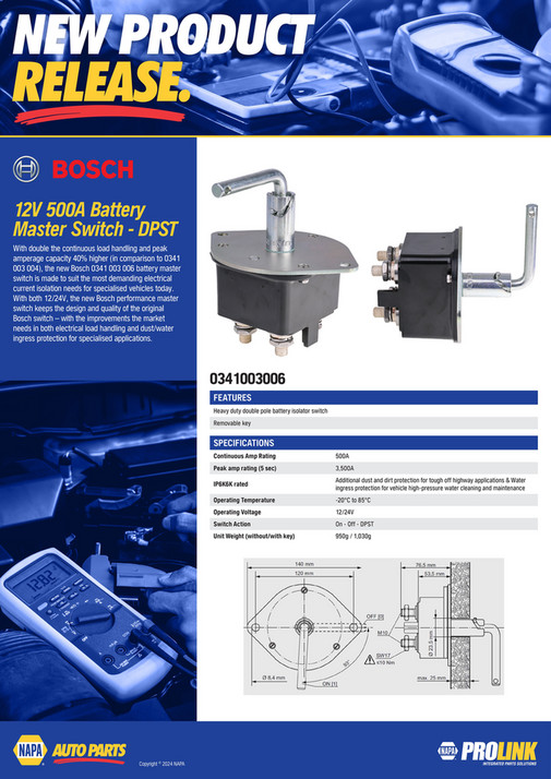 NAPA Auto Parts - NP (A) 24-0008 Bosch 12V 500A Battery Master Switch_HR - Page 1