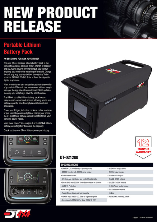 NAPA Auto Parts - NP (DT4x4) 25-0002 Portable Lithium Battery Pack DT ...