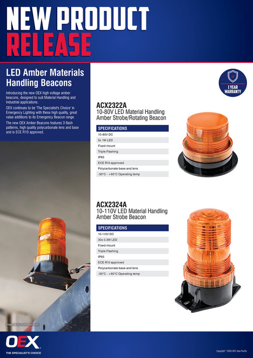 NAPA Auto Parts - NP (OEX) 25-0016 LED Amber Material Handling Beacons ...