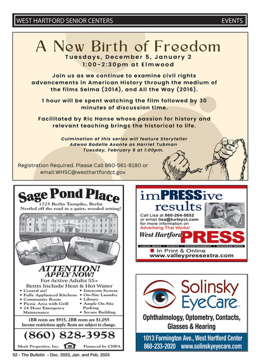 My publications - Senior Bulletin December 2023indd - Page 52-53 - Created with Publitas.com