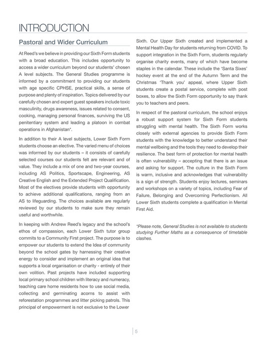 My publications - Reed's School Sixth Form Handbook 2022/23 - Page 6-7 - Created with Publitas.com