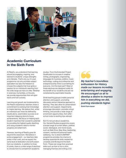 My publications - Reed's School Sixth Form Brochure - Page 16-17 - Created with Publitas.com