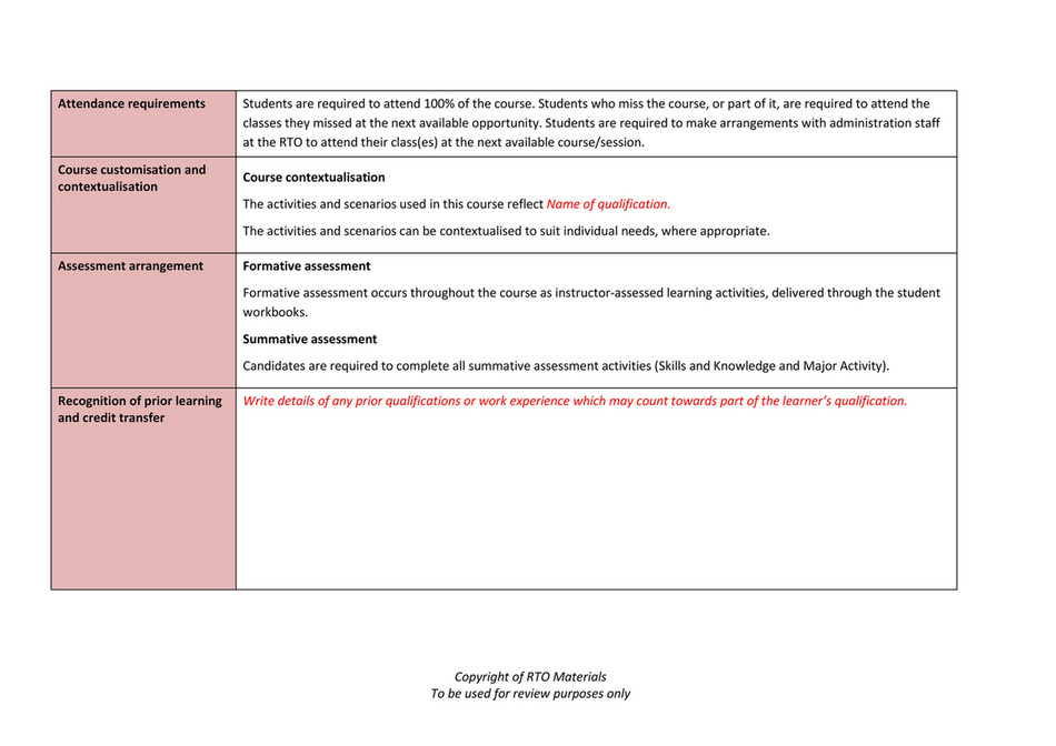RTO Materials - Training and Assessment Strategy Template (individual ...