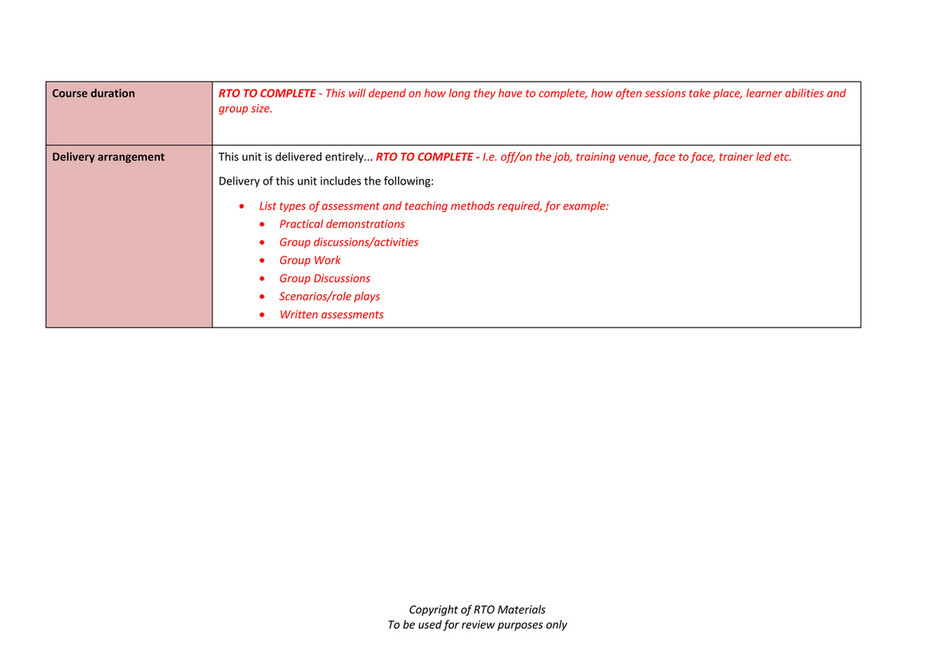 RTO Materials - Training and Assessment Strategy Template (individual ...