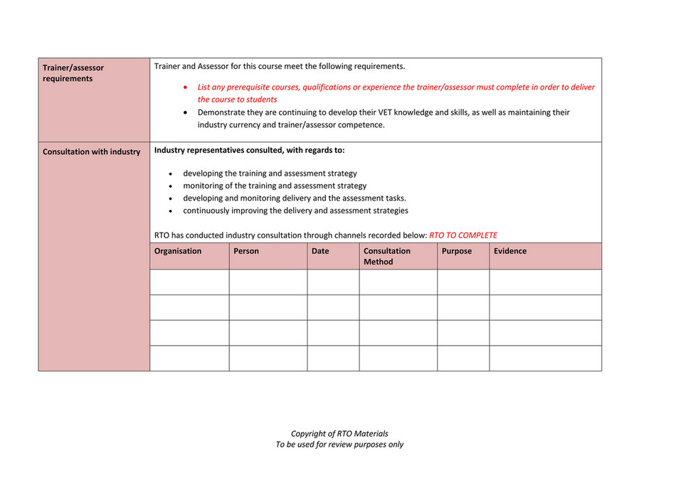 RTO Materials - Training and Assessment Strategy Template (individual ...