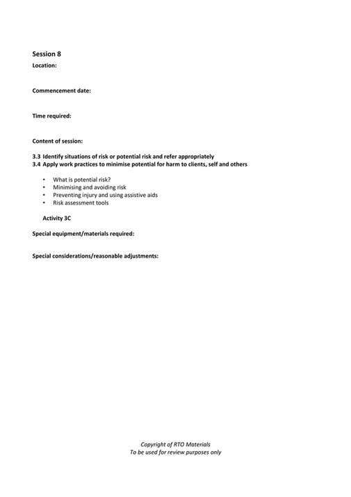 RTO Materials - CHCADV001 Session Plan V1.0 - Page 8-9