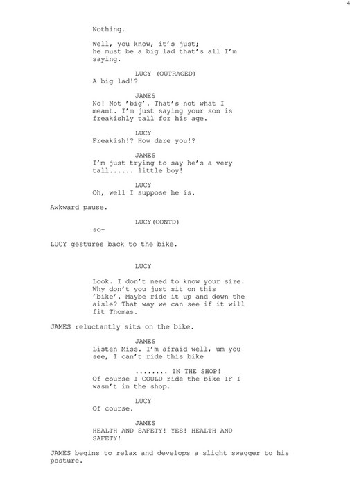 My publications - The Bikesalesman [Comedy Sketch Script] - Page 4-5 ...