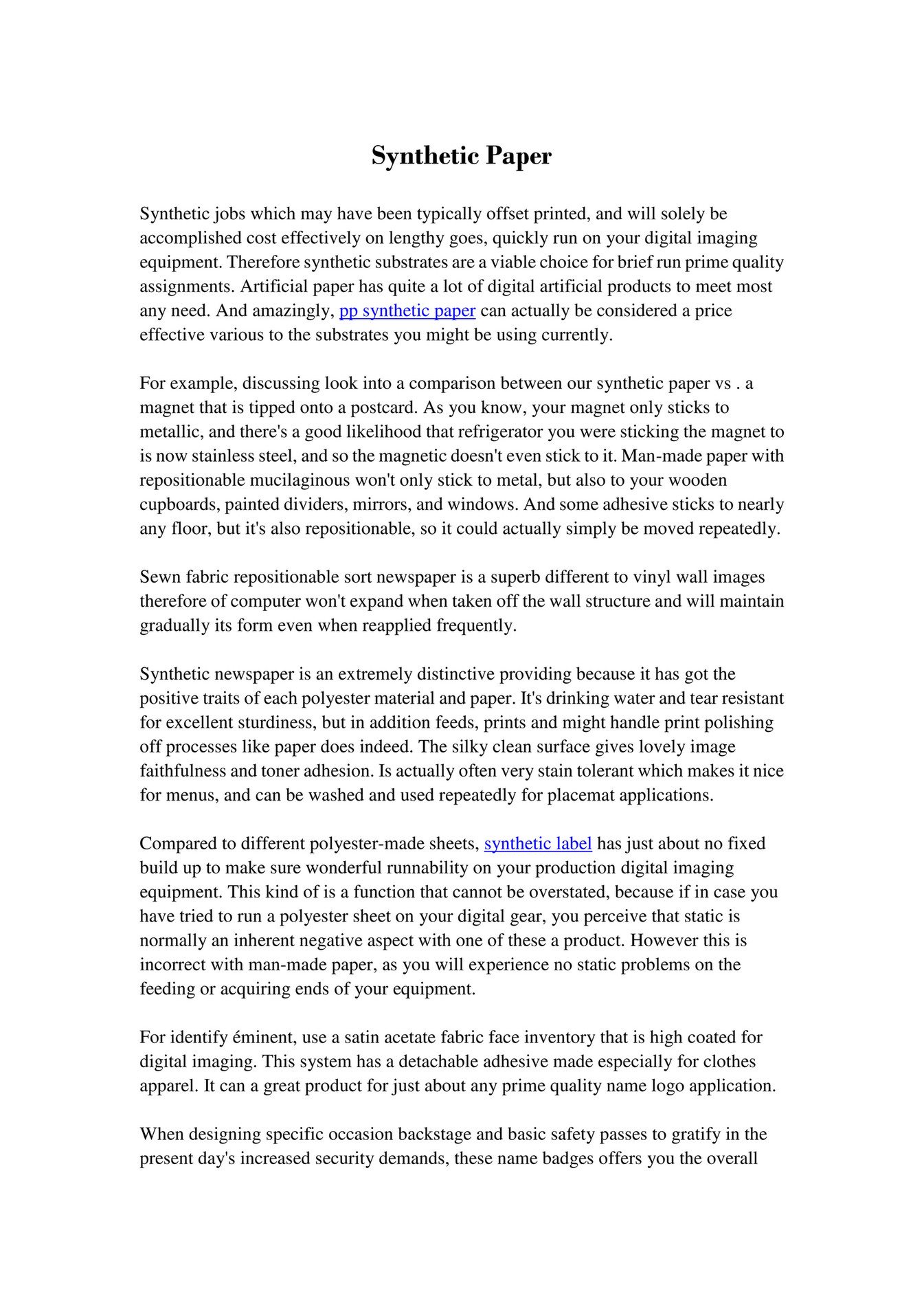 My Publications Synthetic Paper Page 1 Created With Publitas