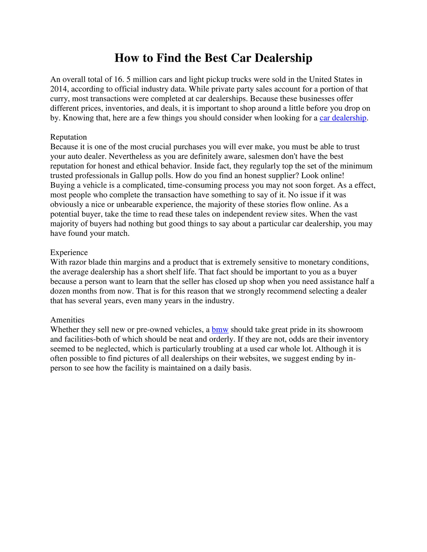 My publications - How to Find the Best Car Dealership - Page 1 ...
