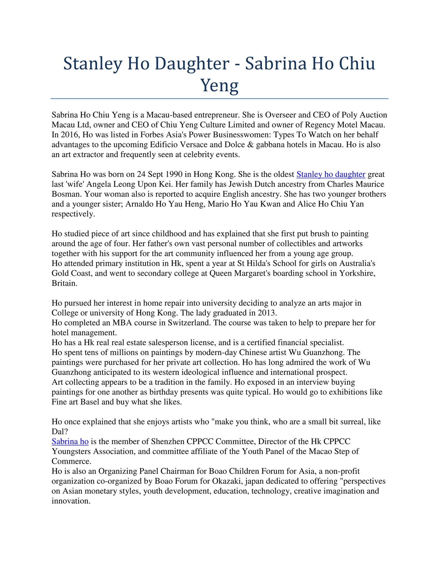 My publications - Stanley Ho Daughter - Sabrina Ho Chiu Yeng - Page 1 ...