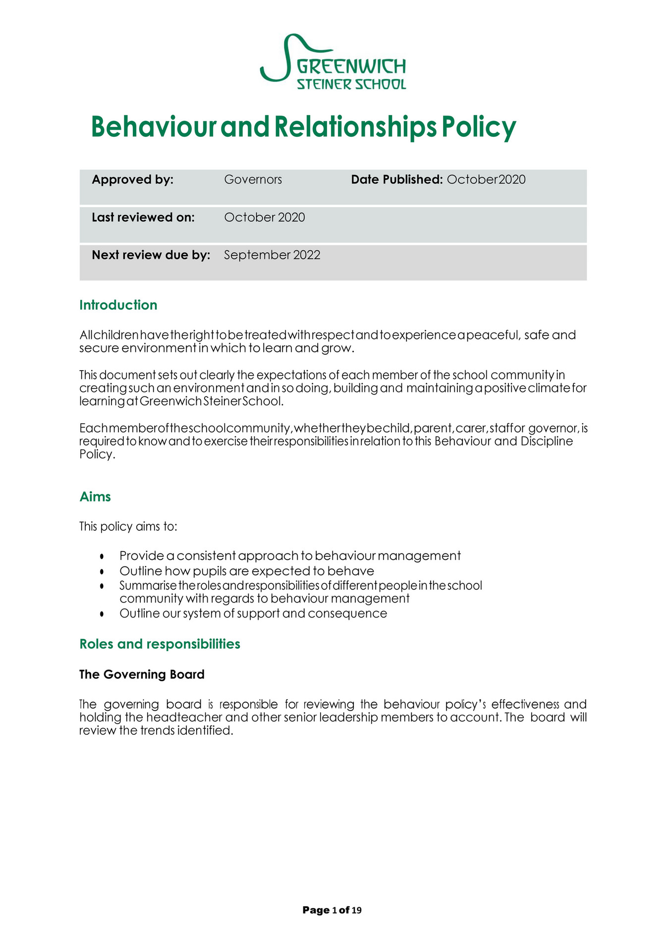 Greenwich Waldorf School - GSS Positive Behaviour Policy 2012 13 - Page ...