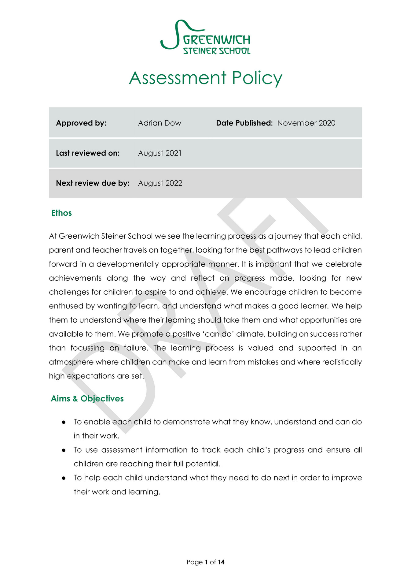 Greenwich Waldorf School - Assessment Policy - Page 1 - Created with ...