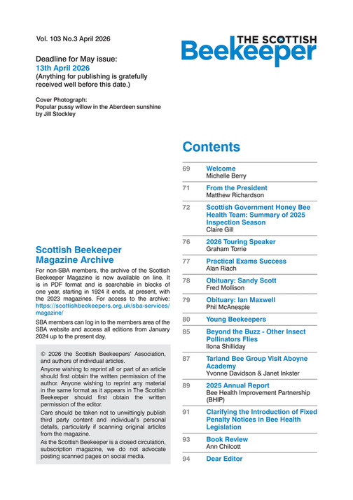 Scottish Beekeeper magazine for hobby beekeepers in Scotland April 2026 ...