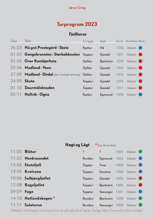 Stavanger Turistforening - Turprogram for Jæren Turlag - Side 6-7 - Created with Publitas.com