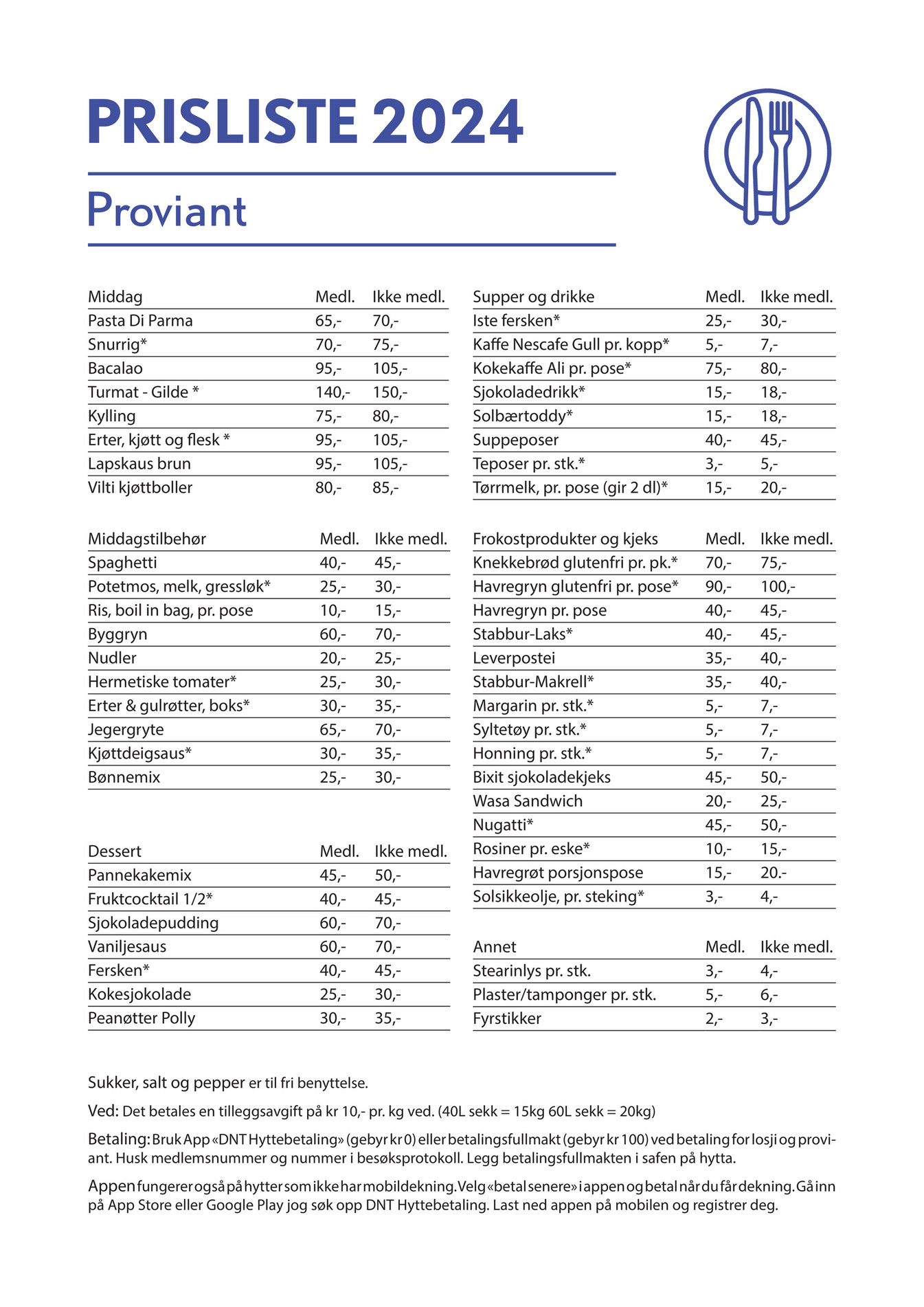 Stavanger Turistforening - Prisliste proviant 2024 - Side 1 - Created with Publitas.com