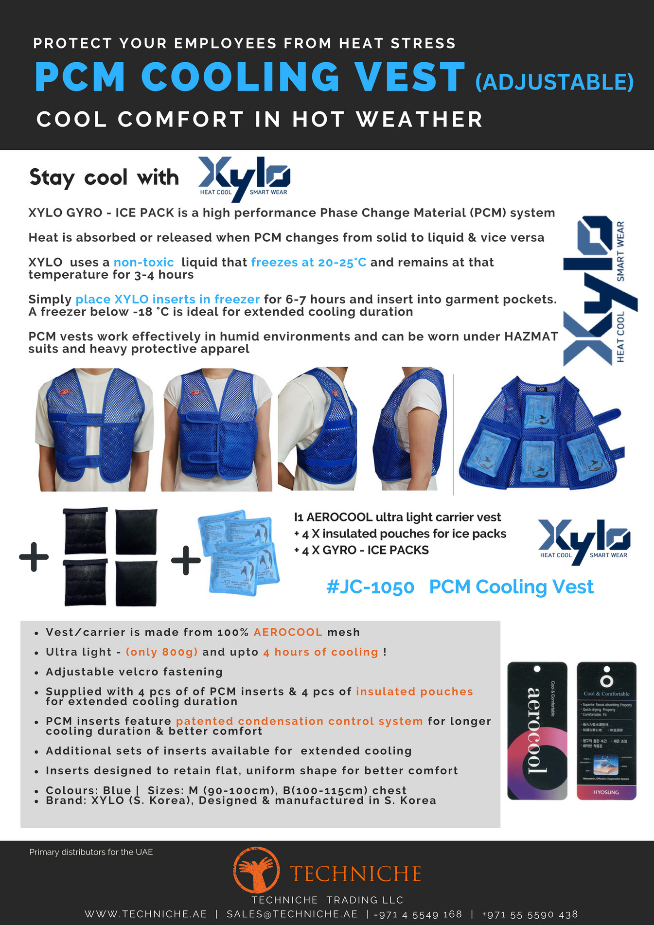TechNiche Trading LLC - XYLO Blue PCM Cooling Vest #JC-1050 - Page 1 ...