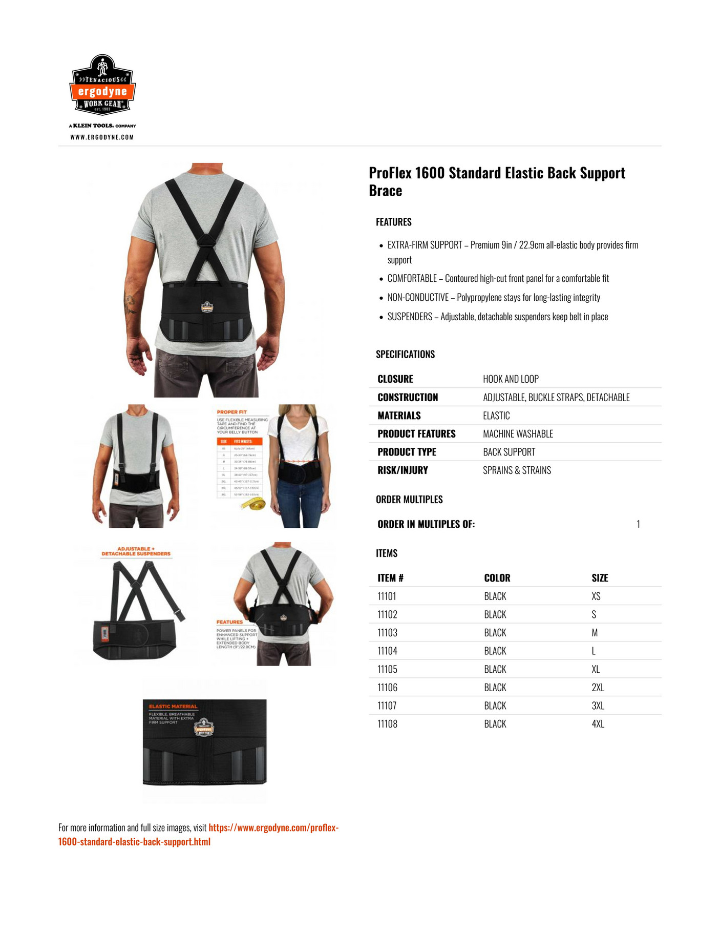 TechNiche Trading LLC - ProFlex 1600 Elastic Back Support Brace ...