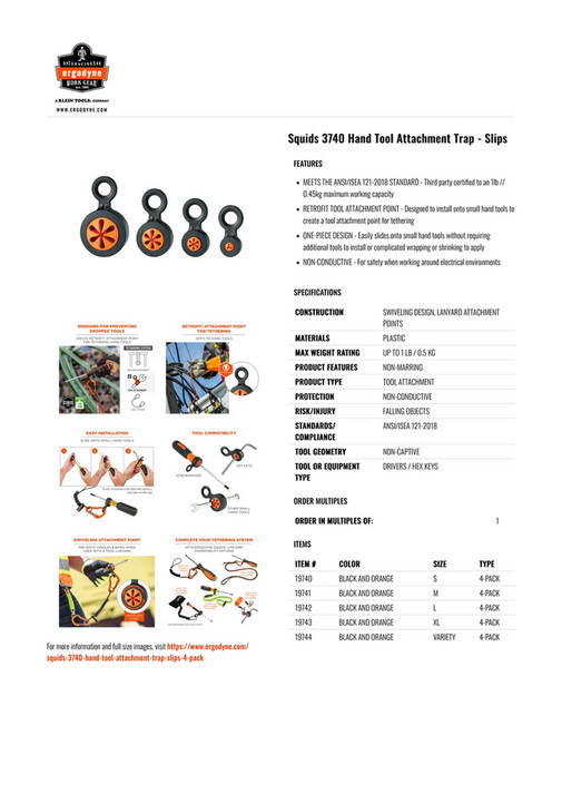 TechNiche Trading LLC - Squids 3740 Hand Tool Attachment Trap - Slips ...