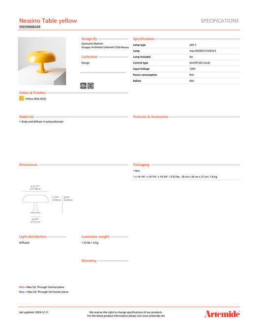 OROA - Nessino_Table_yellow_Specsheet - Page 1 - Created with Publitas.com