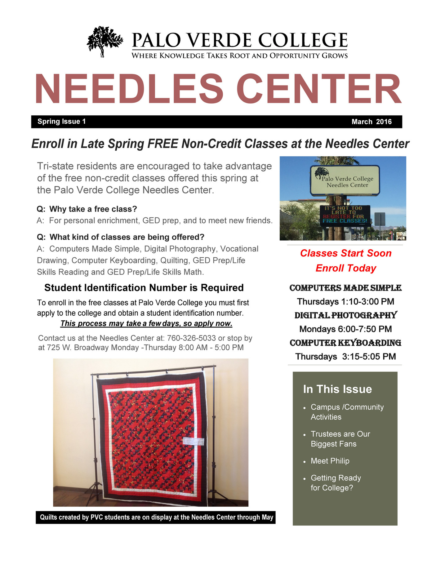 Palo Verde College - PVC Needles Center Newsletter March 2016 - Page 1 ...