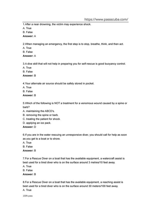 My publications - Free download PADI Rescue Diver Exam questions and ...