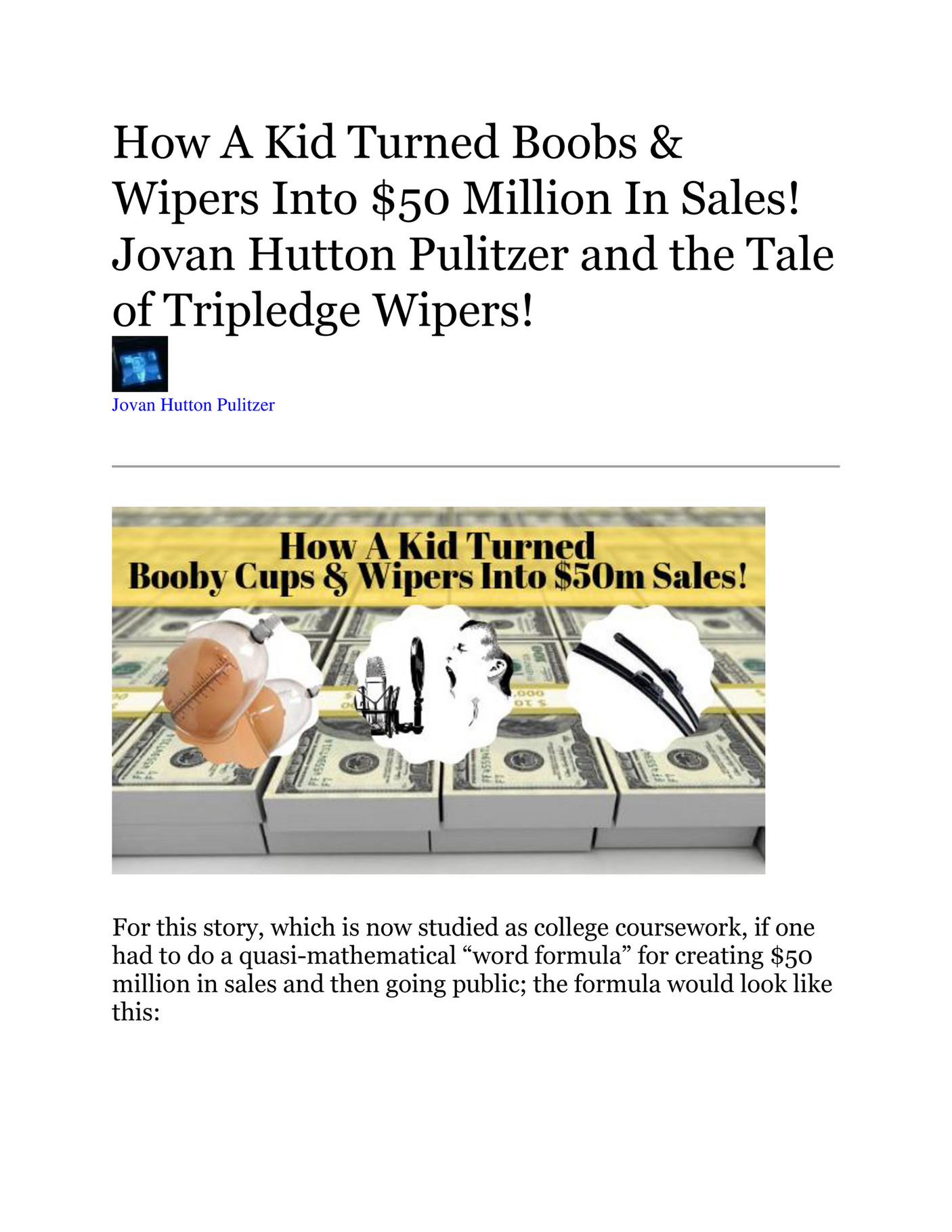 My publications - How A Kid Turned Boobs & Wipers Into $50 Million In ...