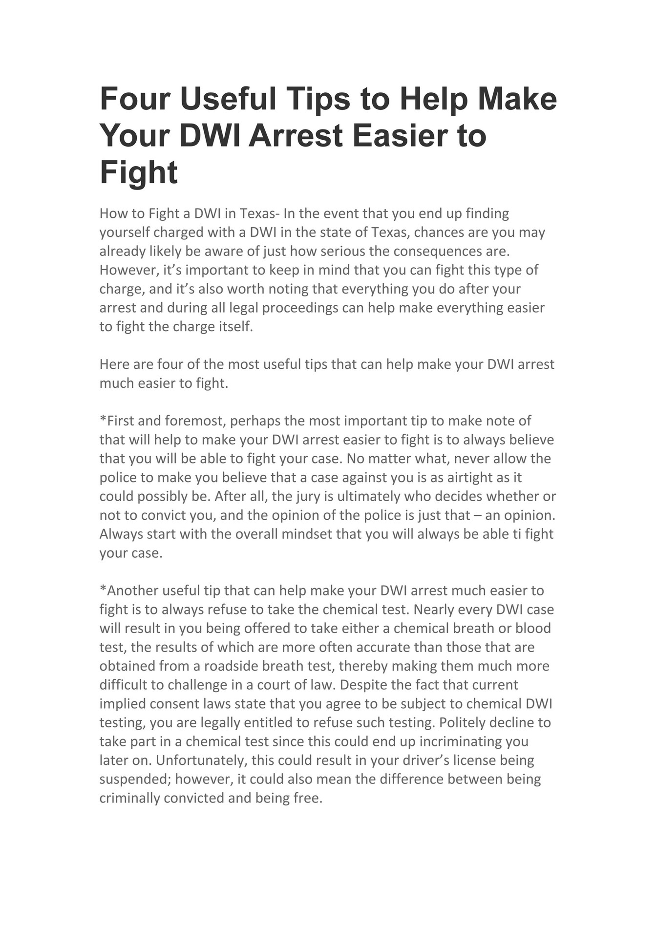 My publications - Four Useful Tips to Help Make Your DWI Arrest Easier ...