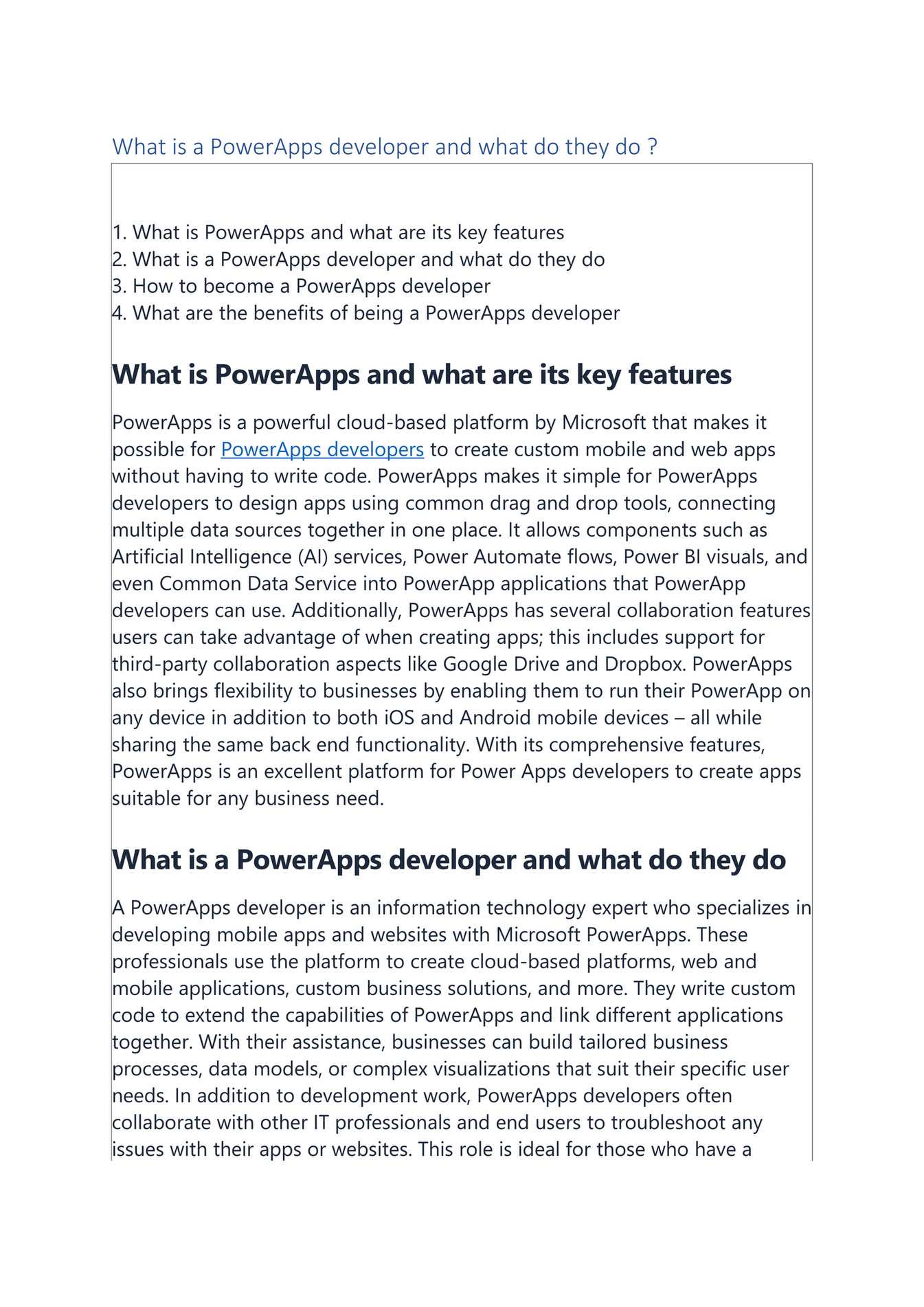 My Publications What Is A Powerapps Developer And What Do They Do Page 1 Created With