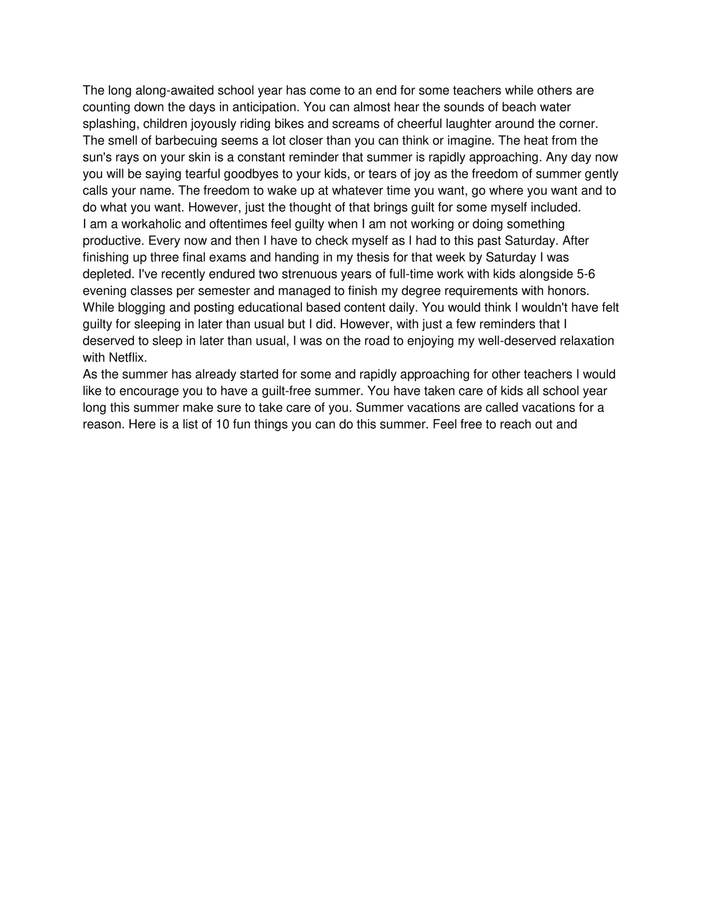 My publications - Top 10 things Teachers should do this Summer - Page 1 ...