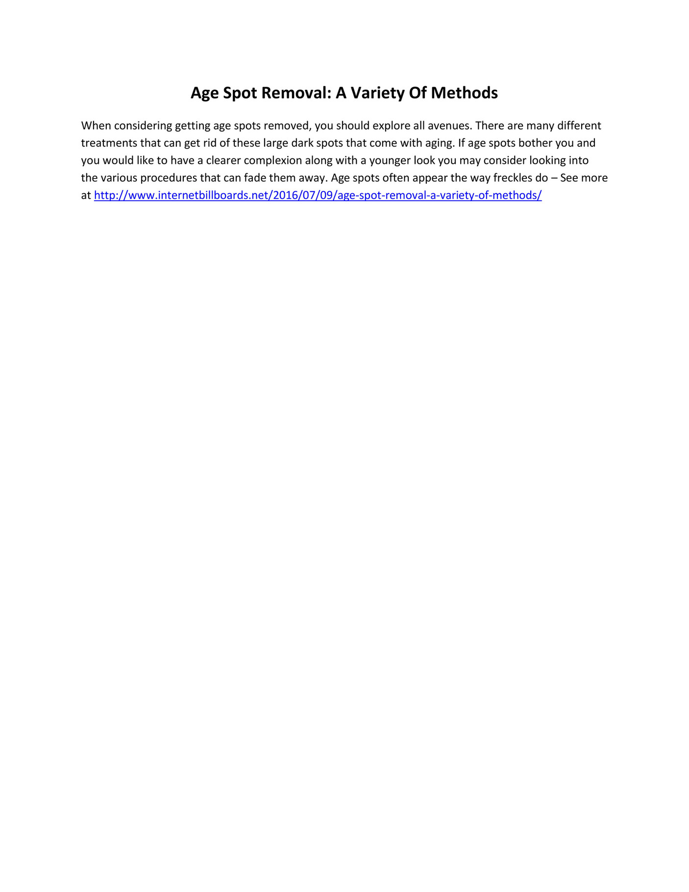 GIT Expert - Age Spot Removal- A Variety Of Methods - Page 1 - Created ...