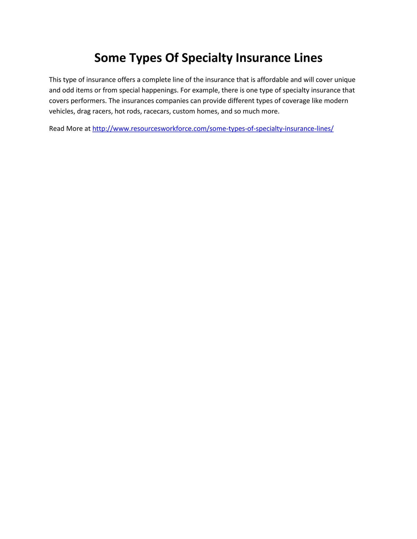 GIT Expert - Some Types Of Specialty Insurance Lines - Page 1 - Created ...