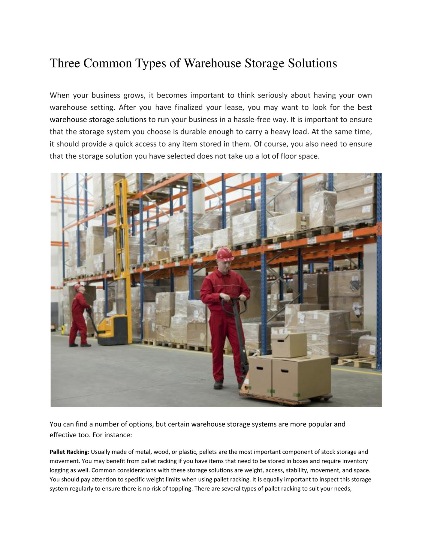 GIT Expert - Three Common Types of Warehouse Storage Solutions - Page 1 ...
