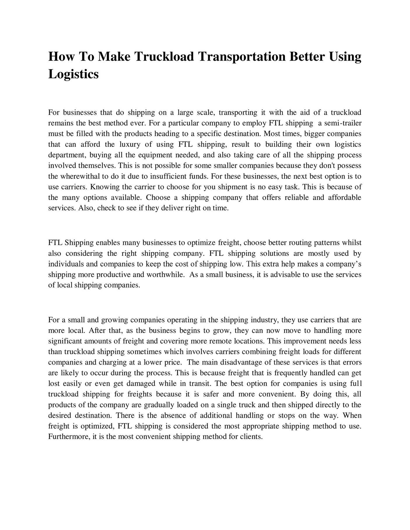 GIT Expert - How To Make Truckload Transportation Better Using Logistics - Page 1 - Created with ...