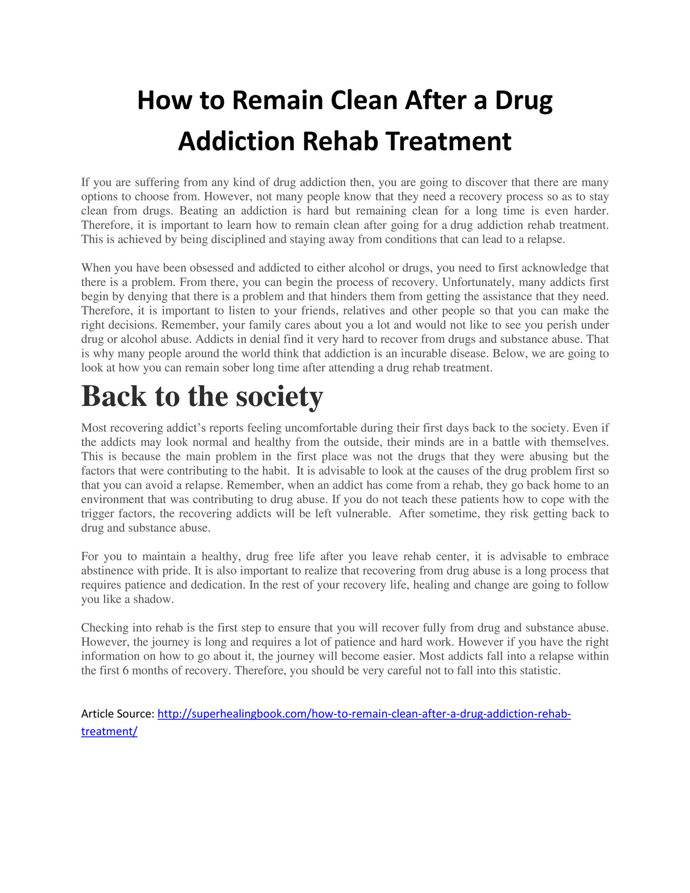 GIT Expert - How to Remain Clean After a Drug Addiction Rehab Treatment ...