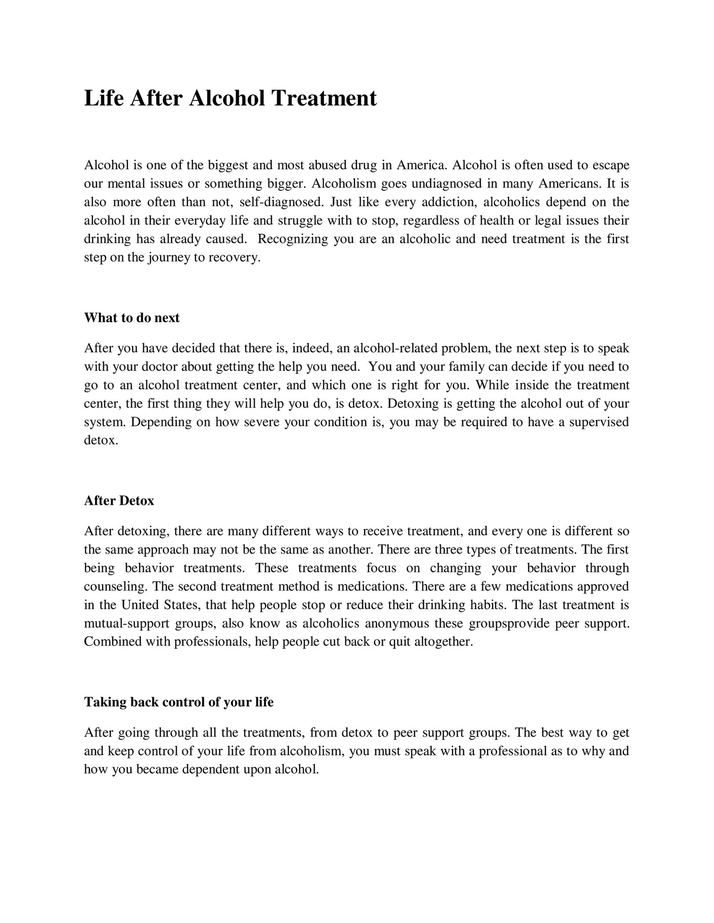 GIT Expert - Life After Alcohol Treatment - Page 1 - Created with ...