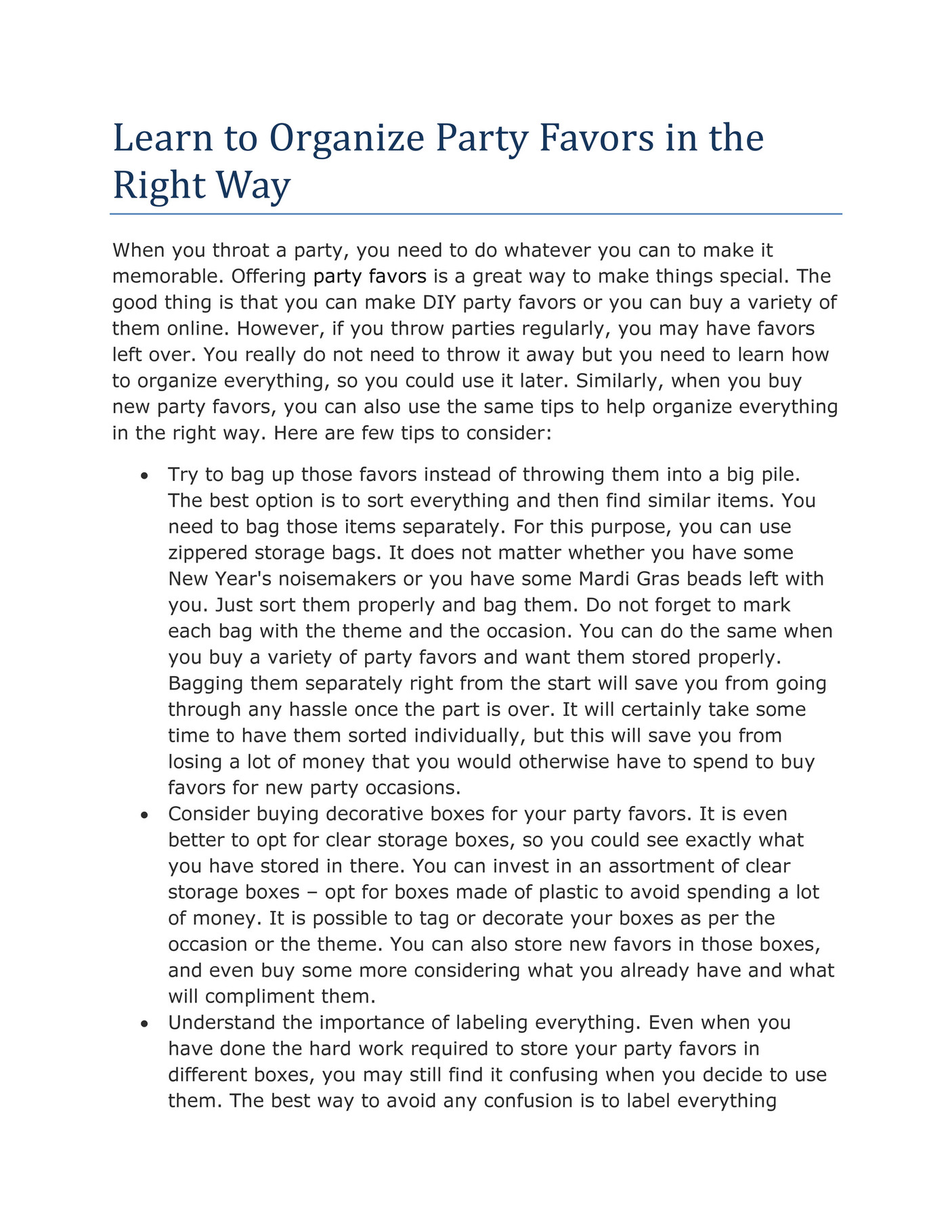 GIT Expert - Learn to Organize Party Favors in the Right Way - Page 1 ...