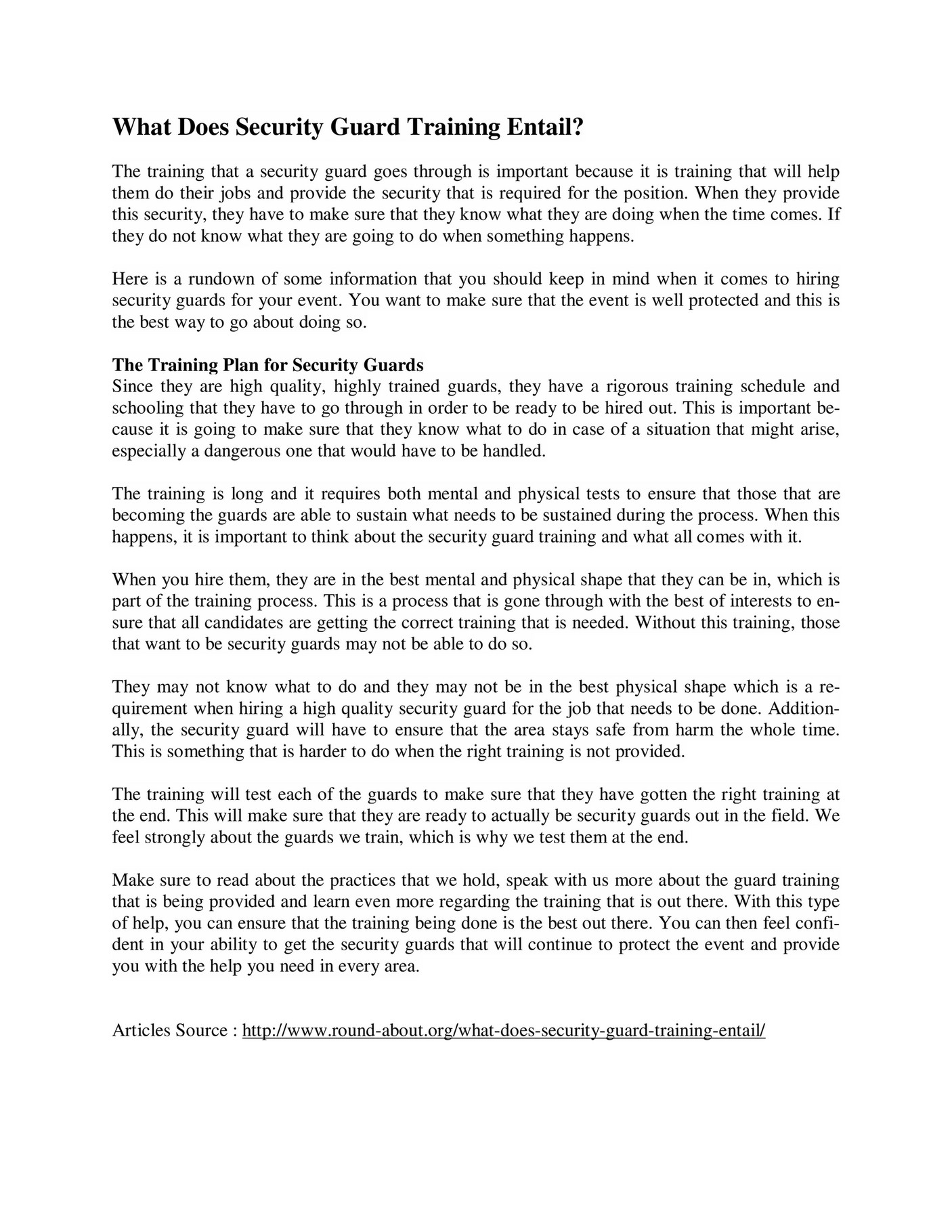 GIT Expert - What Does Security Guard Training Entail - Page 1 ...