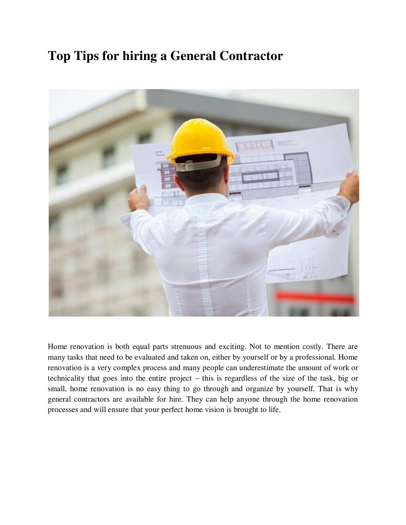 GIT Expert - Top Tips for hiring a General Contractor - Page 1 ...