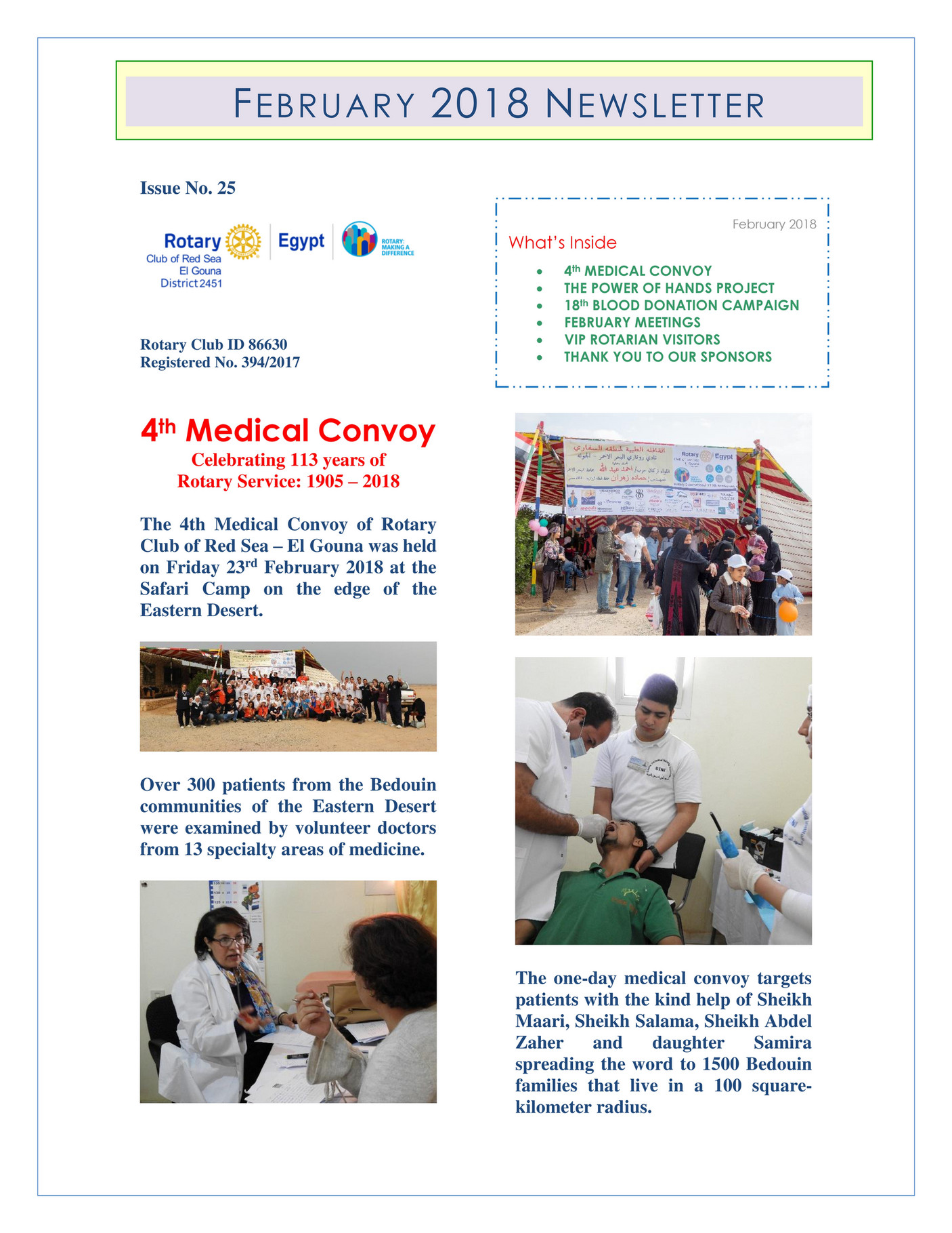 Rotary Club Red Sea El Gouna - February 2018 Newsletter of Rotary Club ...