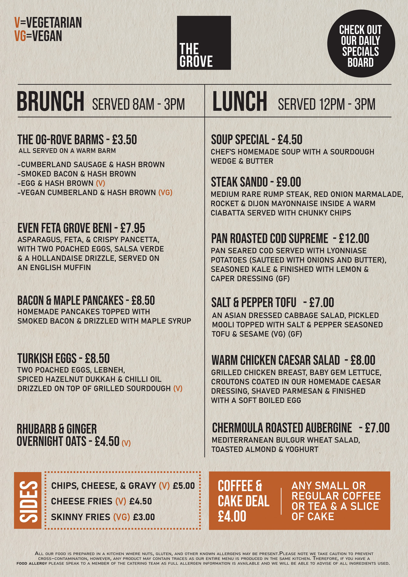 The Grove Menu - Page 1