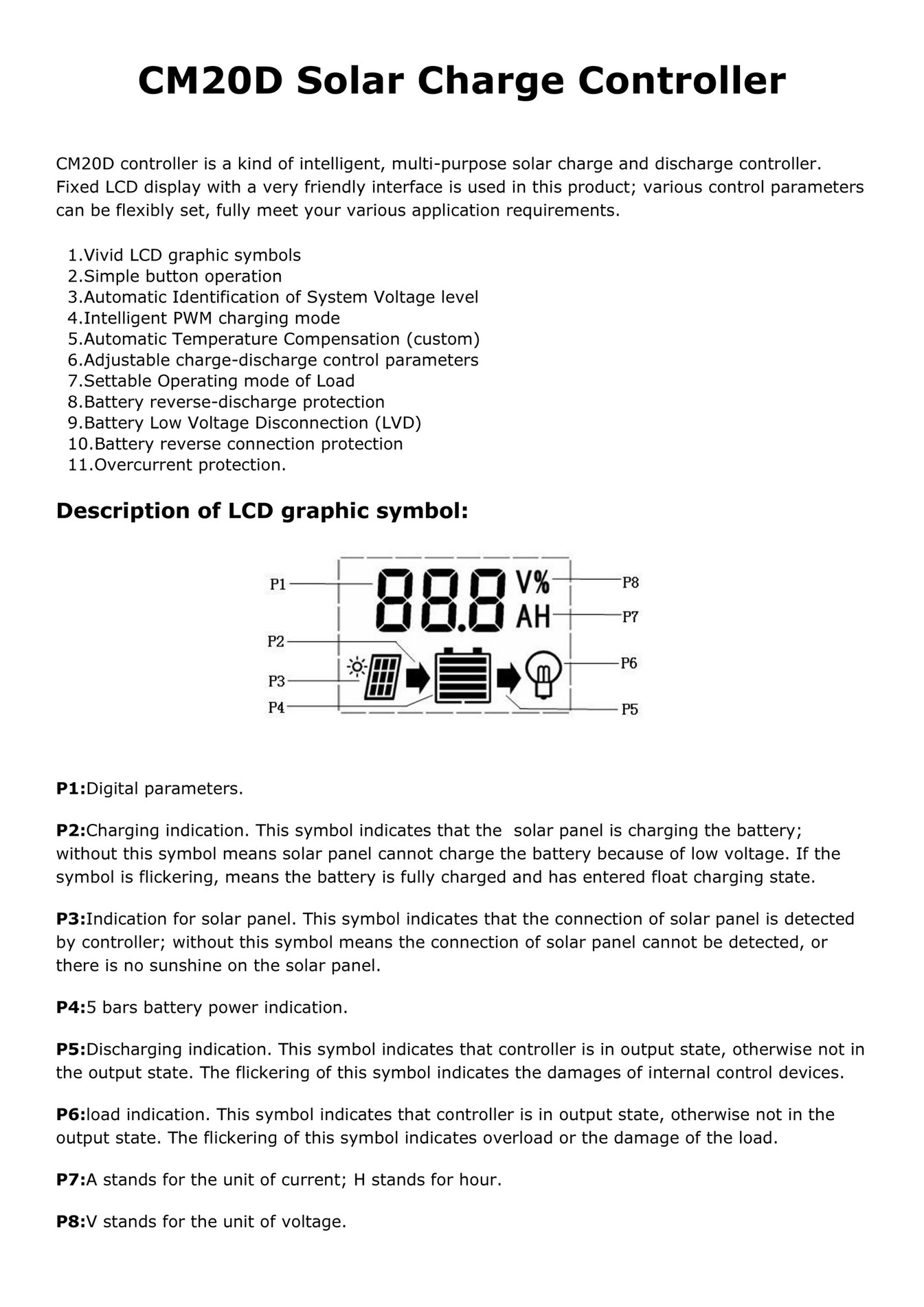 Solar Camping Australia - CM20D Solar Charge Controller Manual - Page 2 ...