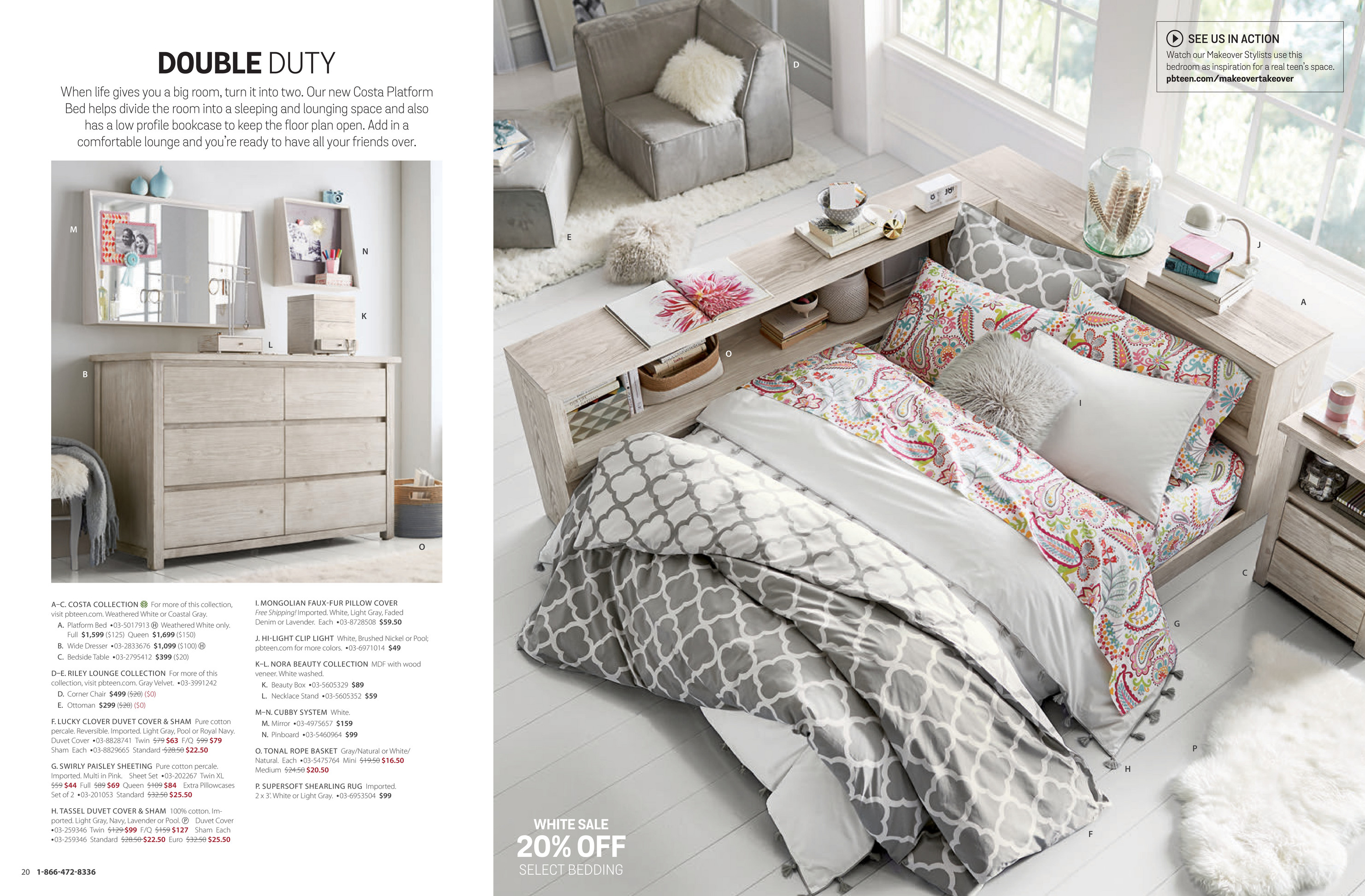 Pottery barn costa platform bed store
