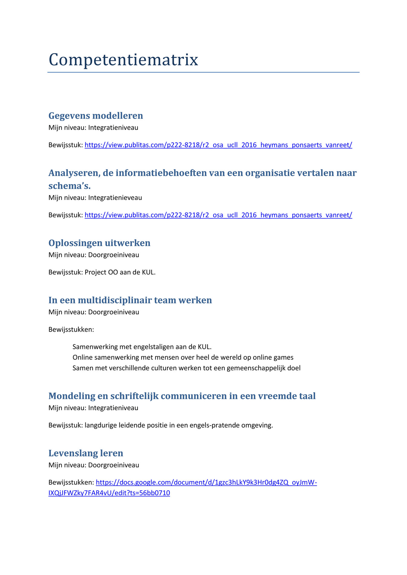 My publications - Competentiematrix - Page 1 - Created with Publitas.com