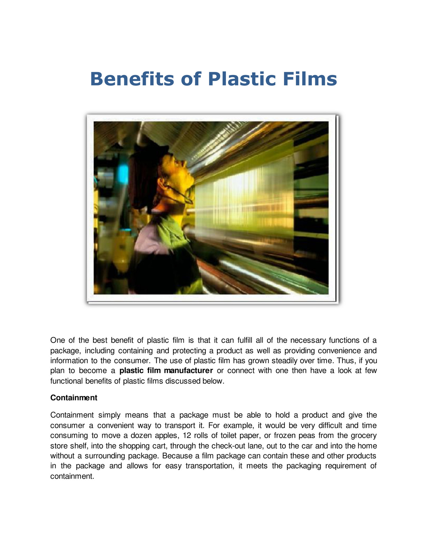 olive - Benefits of Plastic Films - Page 1 - Created with Publitas.com