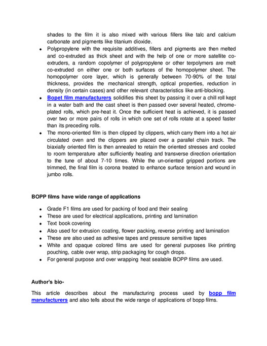 BOPP Films and its Manufacturing Process - Polyplex - Page 2 - Created ...