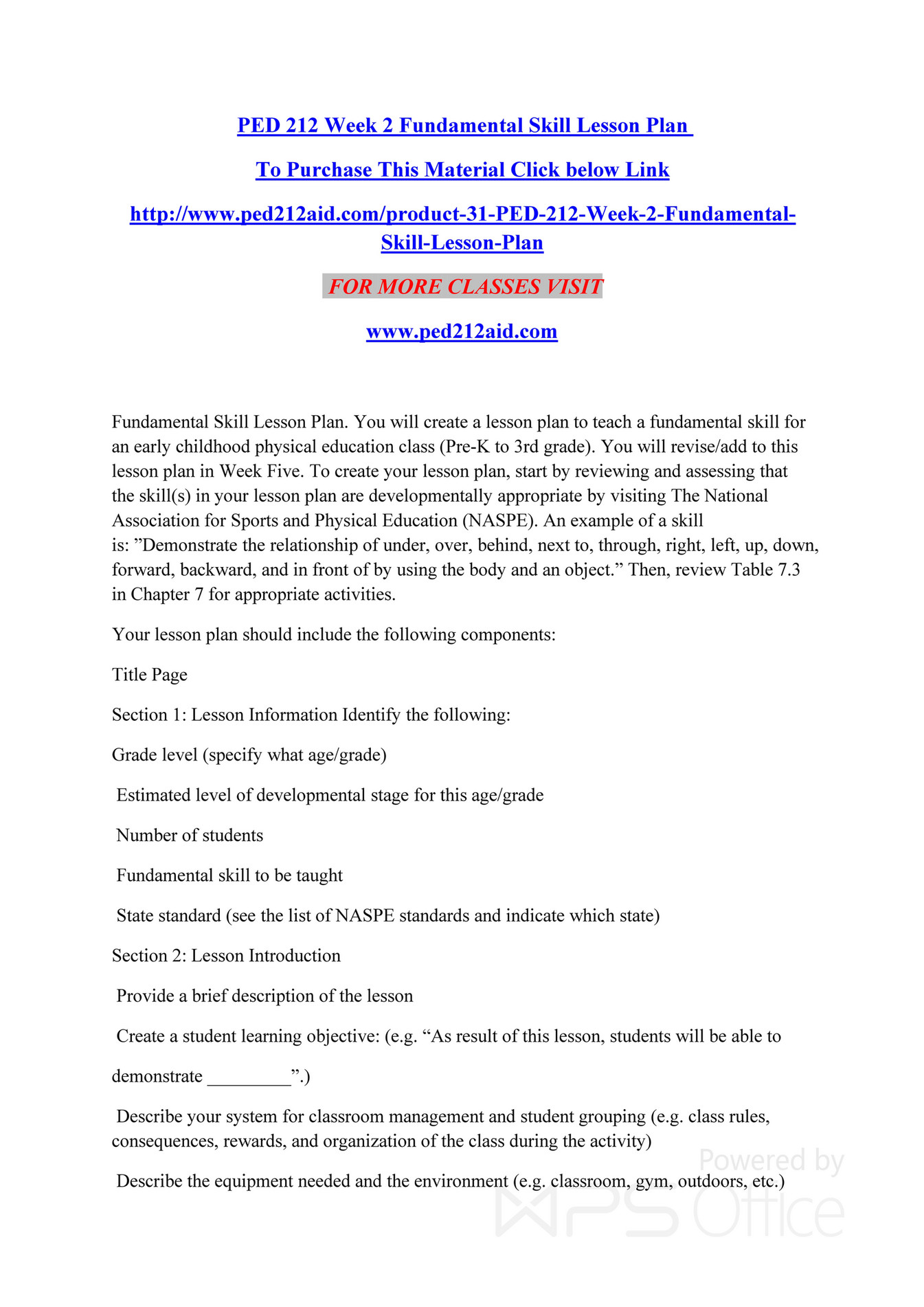 My publications - PED 212 Week 2 Fundamental Skill Lesson Plan ...