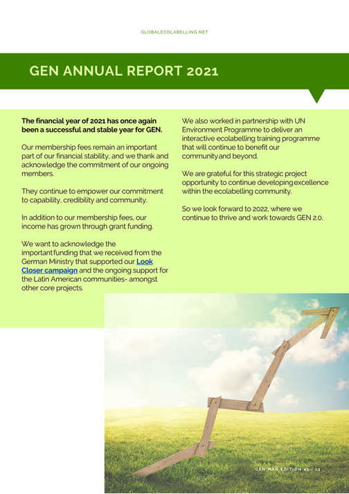 Global Ecolabelling Network - GEN Annual Report 2021 - Page 4-5 - Created with Publitas.com