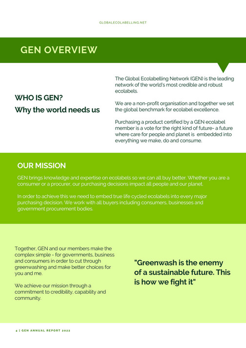 Global Ecolabelling Network - 2022 Annual Report - Page 4-5 - Created with Publitas.com