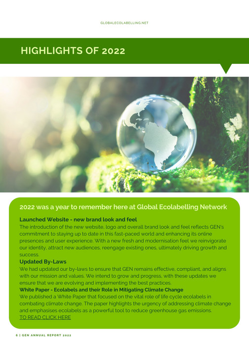 Global Ecolabelling Network - 2022 Annual Report - Page 6-7 - Created with Publitas.com